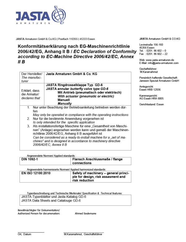 Unternehmen - Jasta Armaturen